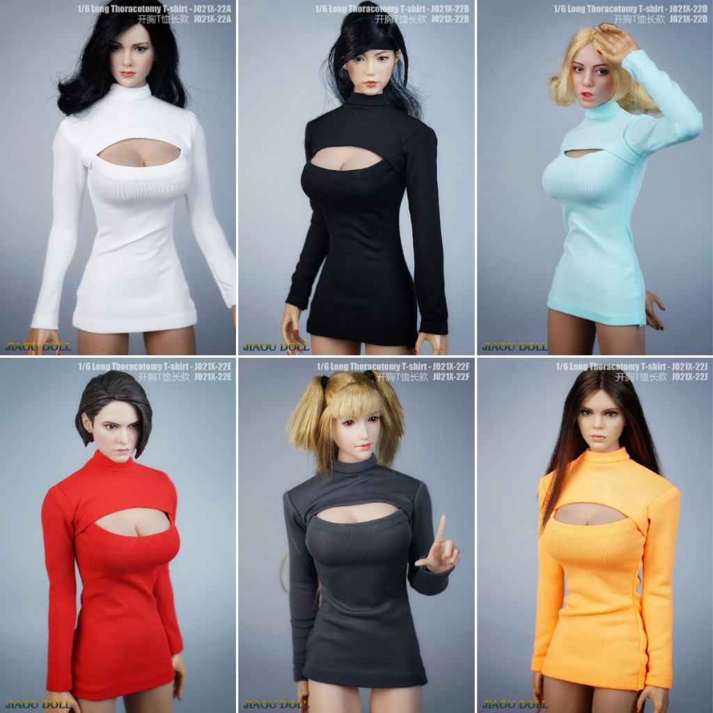 JO21X-22 1/6 Scale Long Open Chest Dress Tight Clothes Fit 12'' PH TBL ...