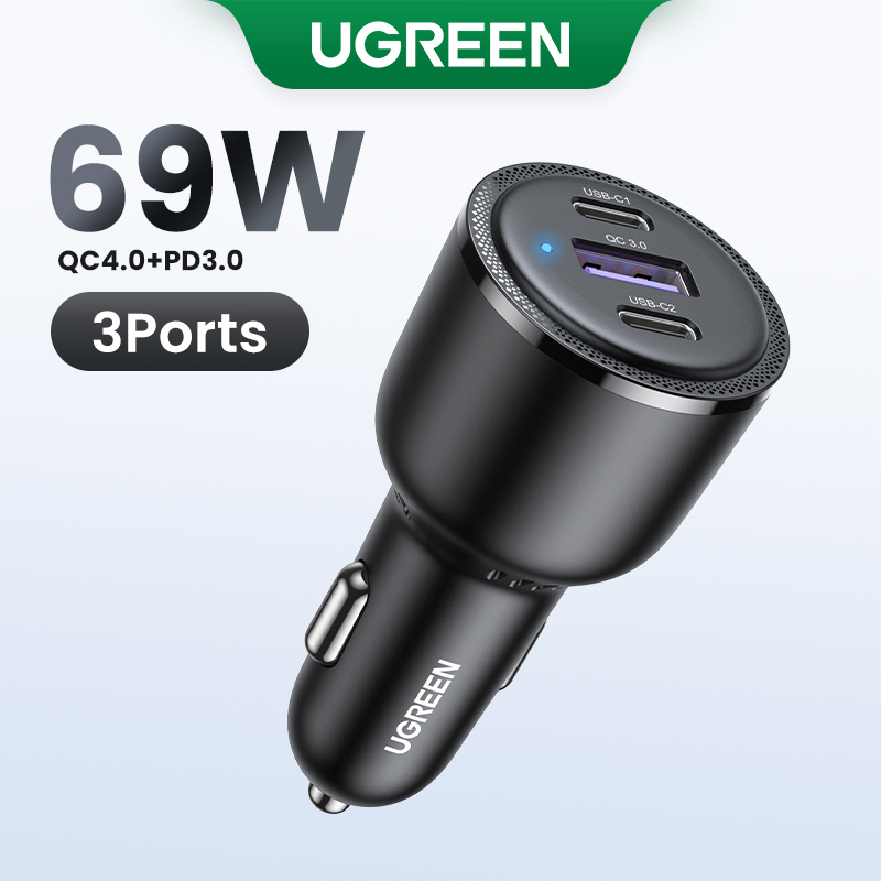 UGREEN 69W Car Charger USB Type C Dual Port PD QC Fast Charging For ...