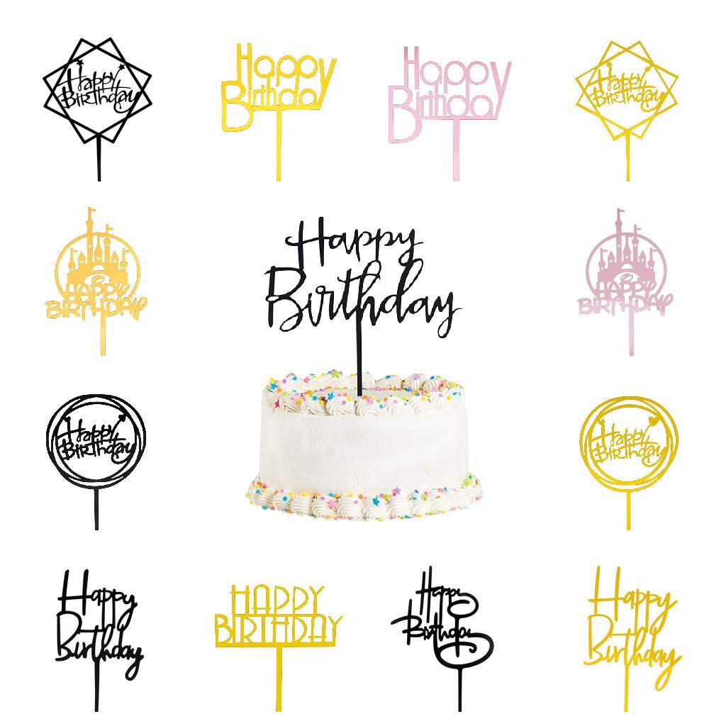 Acrylic Happy Birthday Cake Topper Birthday Cupcake Topper Cake Pick ...
