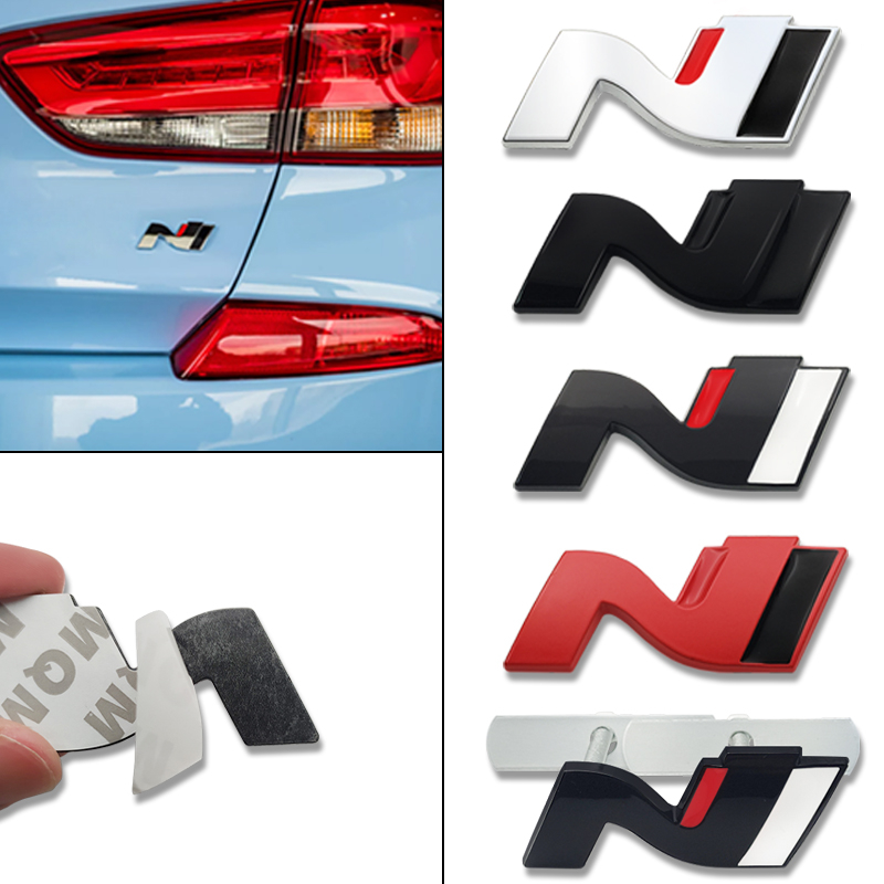 N N LINE Emblem METAL Rear Trunk Car Grille Badge sticker For Hyundai ...
