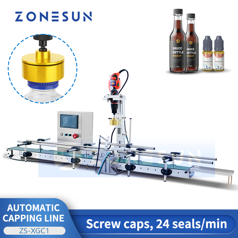 ZONESUN Automatic Screw Cap Capping Line Water Beverage Bottle ...