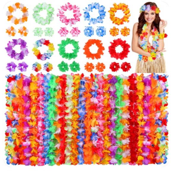 70 Counts Hawaiian Leis Bulk Hawaiian Party Decorations Luau Necklace ...