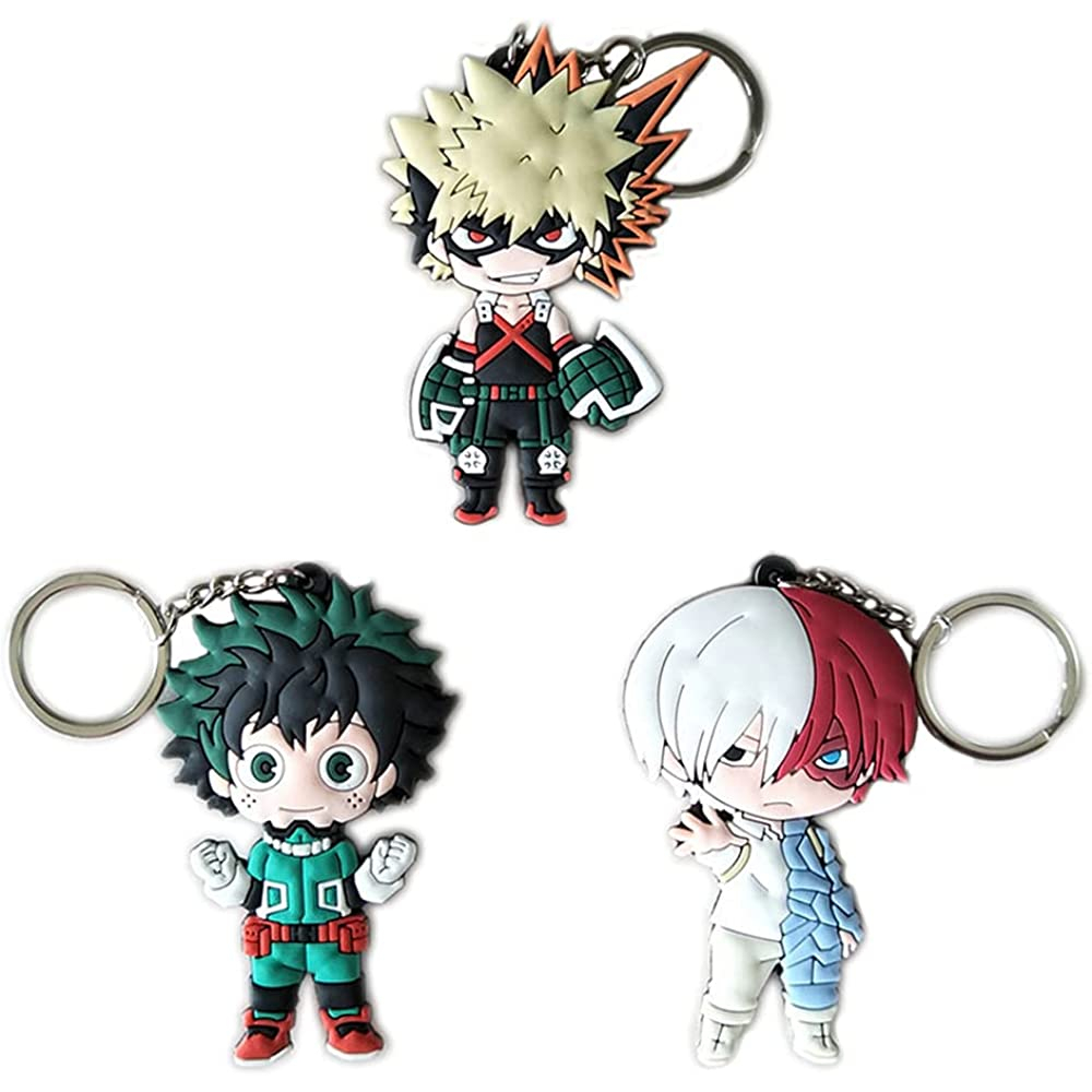 Hot Style My Hero Academia Keychain silica gel Cartoon Key Ring Deku ...