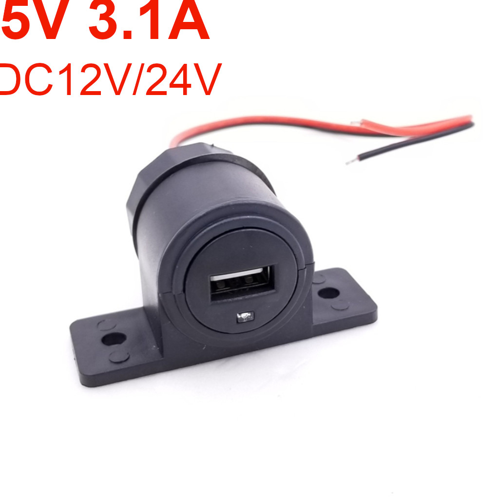 5V 3.1A Power Adapter Round Shape Waterproof 12V/24V Single USB Car ...