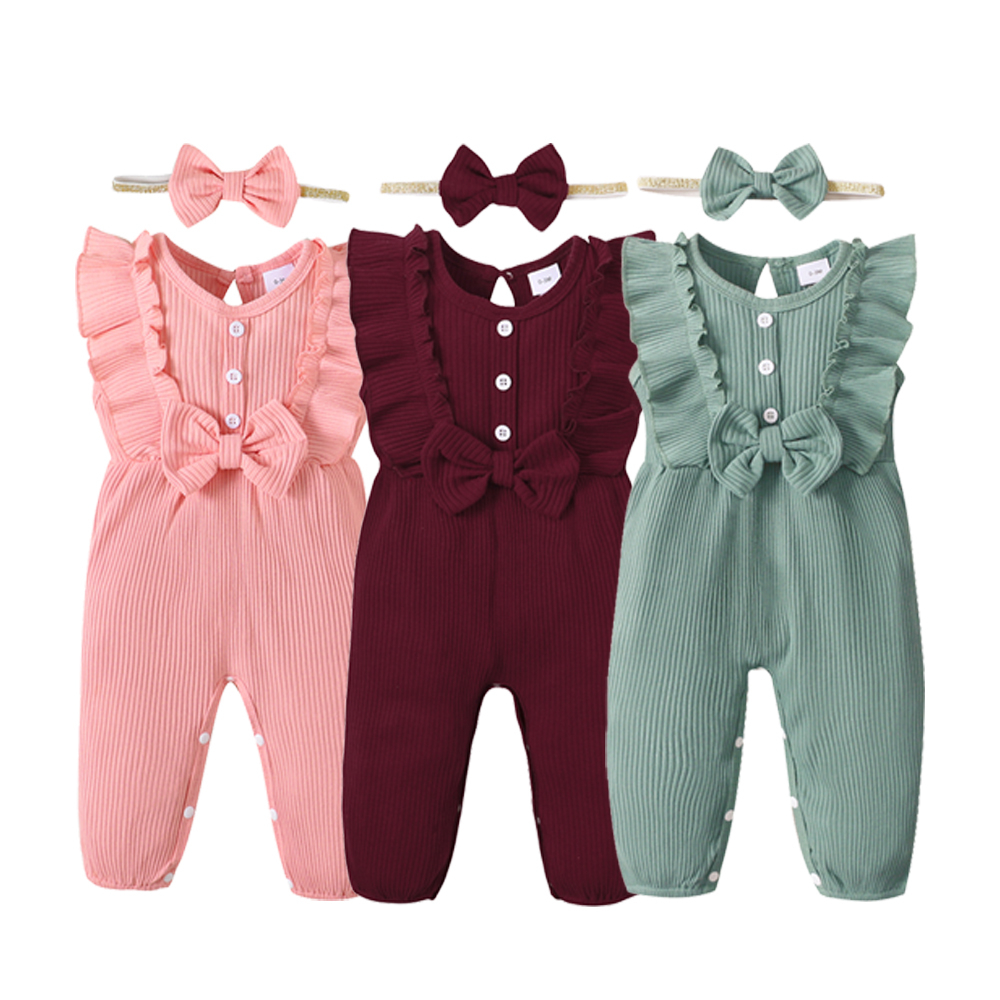 Newborn Baju Baby Girl Bodysuit Plain Cotton Sleeveless Romper ...