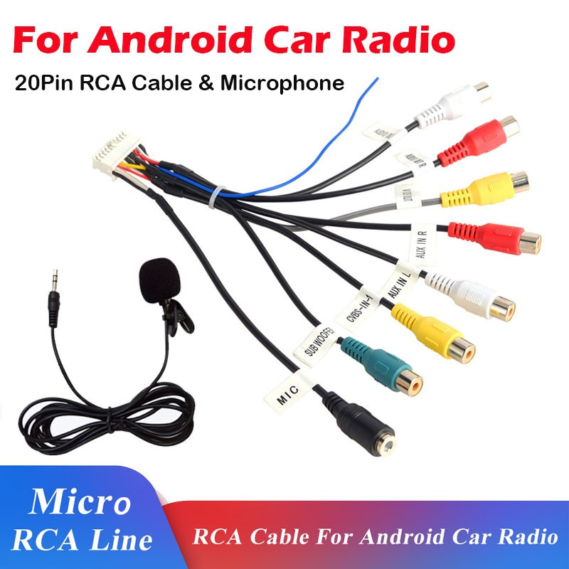20-pin 8-head RCA Cable Audio Video Line,Car Audio Microphone 3.5mm ...