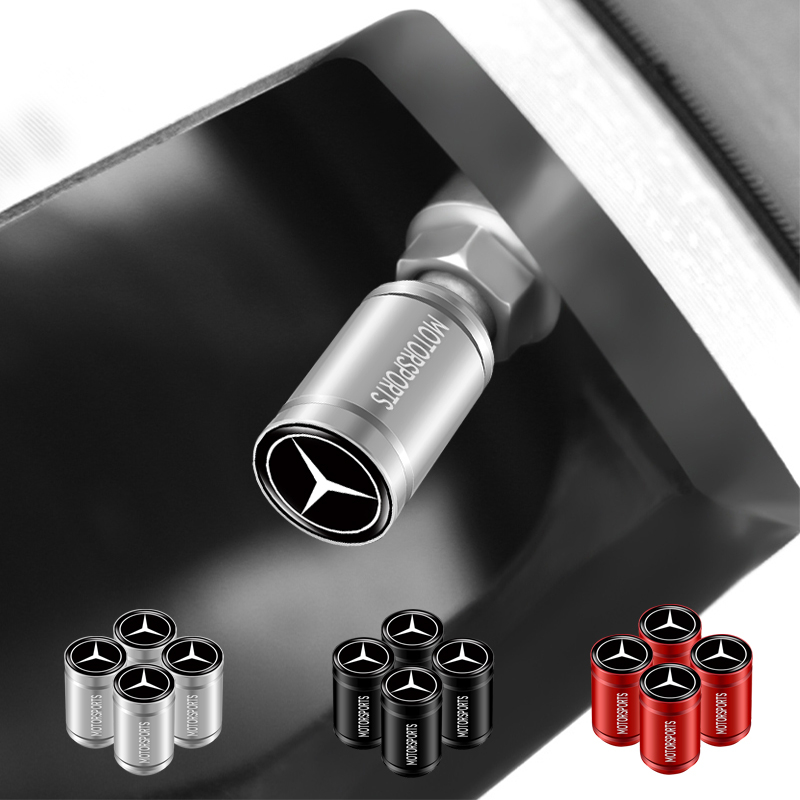 4pcs Aluminium Car Tire Dust-proof Cap Sport Styling Cylindrical Wheel ...