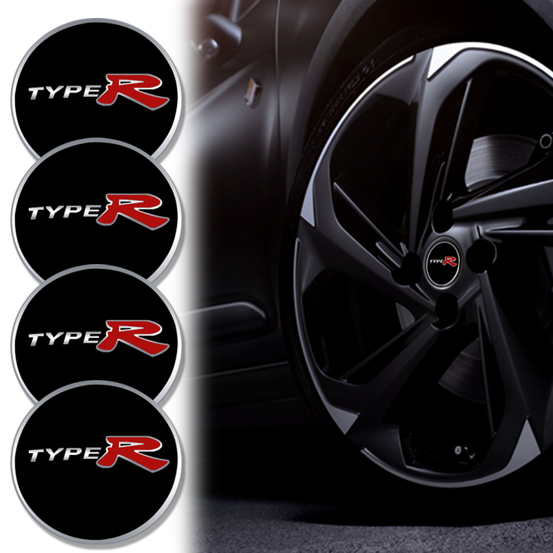 Aluminum 4PC 56mm TypeR Logo Badge Car Wheel Center Hub Caps Emblem ...