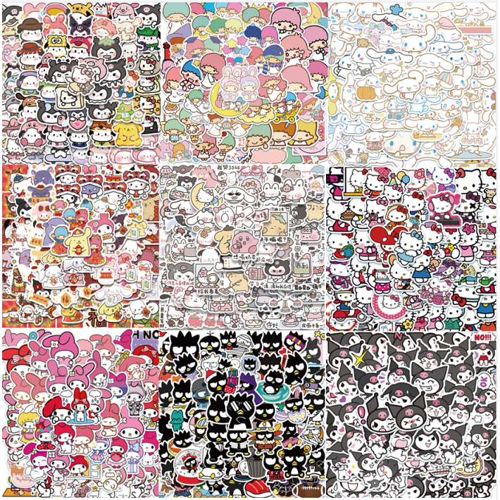 50 Pcs New Sanrio Cartoon Stickers Hello Kitty Kuromi My Melody Cute