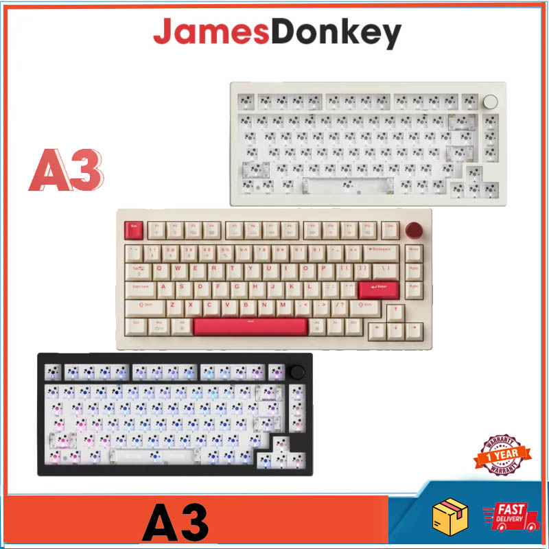 James Donkey A3 Wireless Mechanical Keyboard Kit 75% comes with row with Knob Volume 2.4G ...