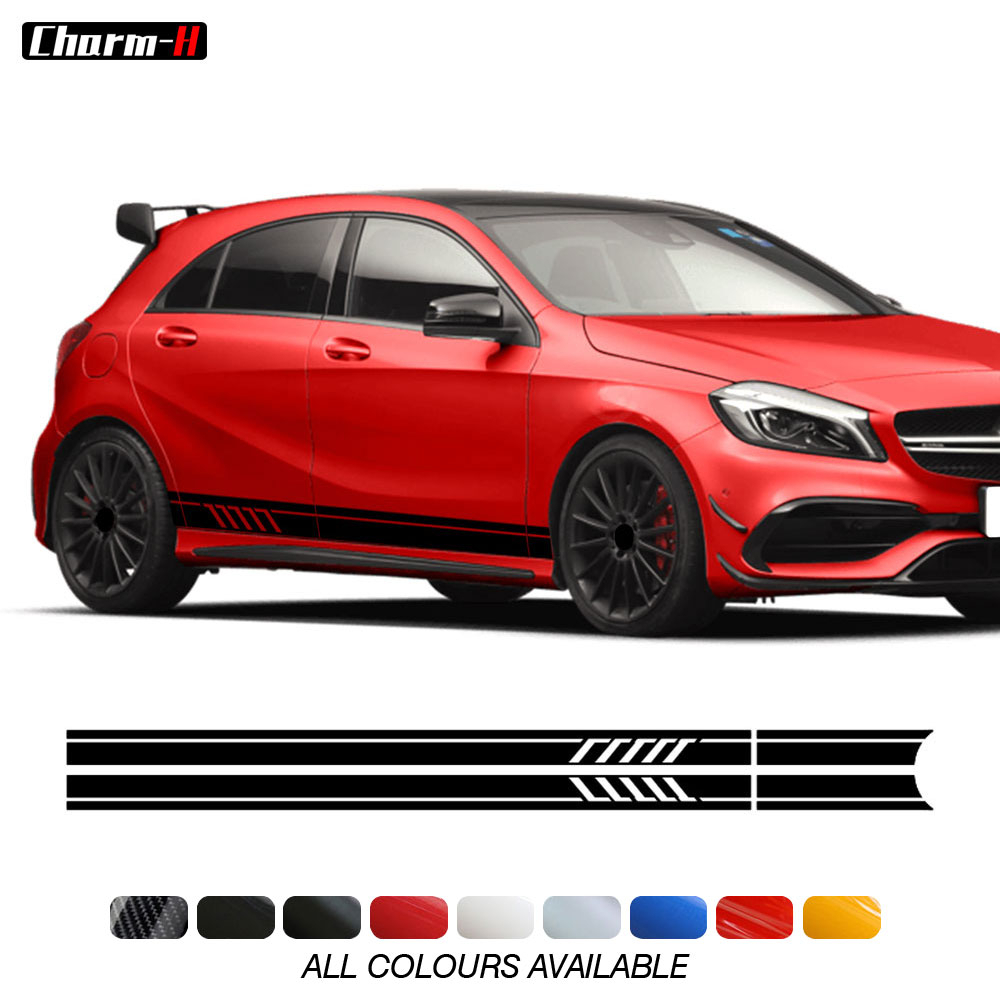 2pcs Edition 1 Rocker Panel Stripes Stickers for Mercedes Benz A Class ...