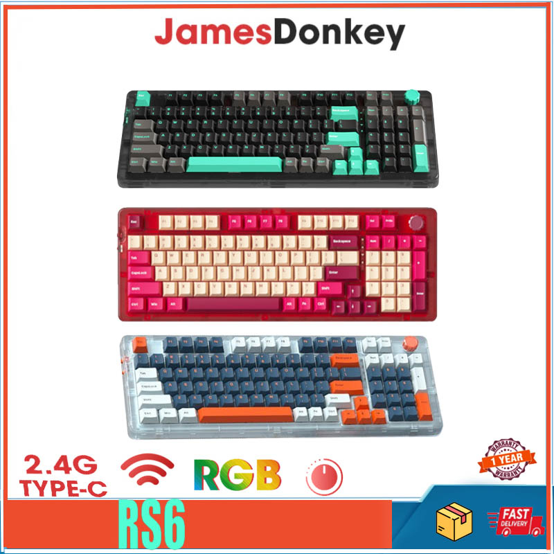 James donkey RS6 Wireless Three-Mode Mechanical Keyboard RGB Light ...