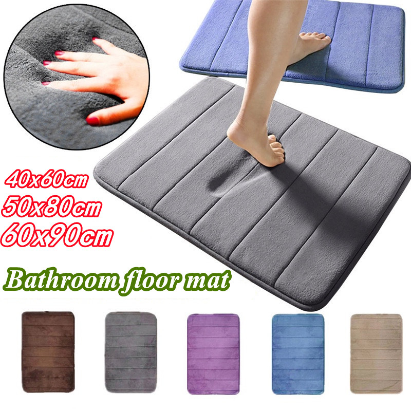 🔥Ship 24H🔥Super Absorbent Bathroom Floor Mat Coral Fleece Toilet Water ...