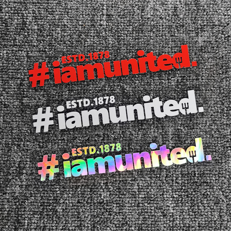2PCS Car Stickers Manchester United Iamunited Reflective Decoration For ...