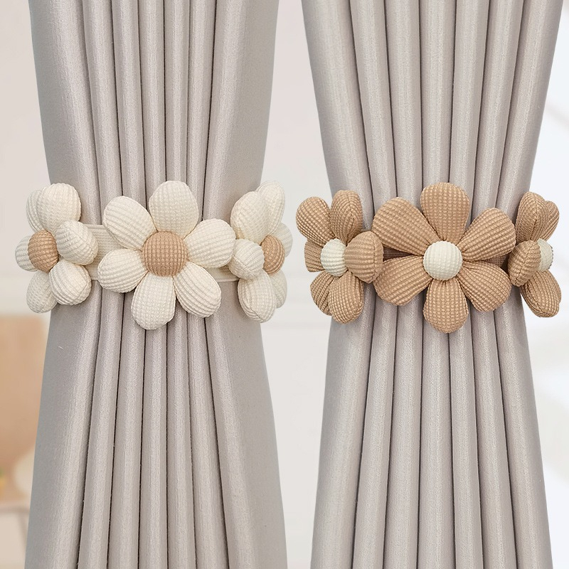 Cute Flower Curtain Tiebacks, Snap Design with Elastic Band, Drapery ...