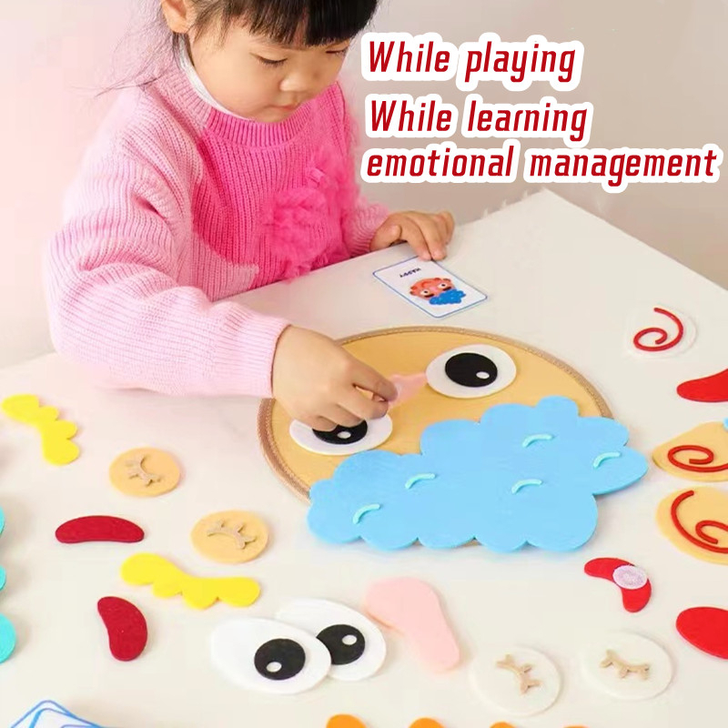 Children's English felt facial expressions, facial features, stickers ...