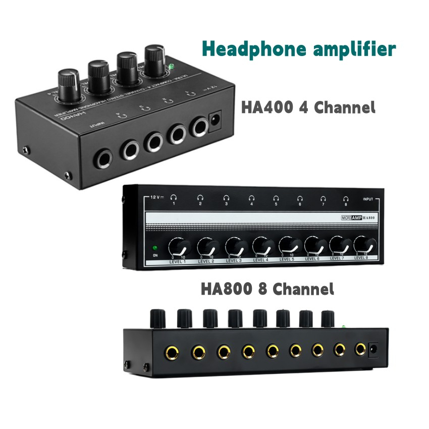 Ultra Compact HA400 /HA800 Headphone Amplifier, 4 /8 Channel Stereo Audio Amplifier With EU/US ...