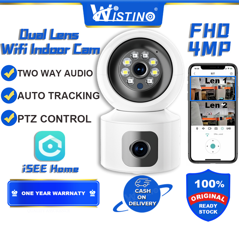 (KL Stock)Wistino Dual Lens View Indoor Camera FHD 4MP WiFi Wireless IP ...