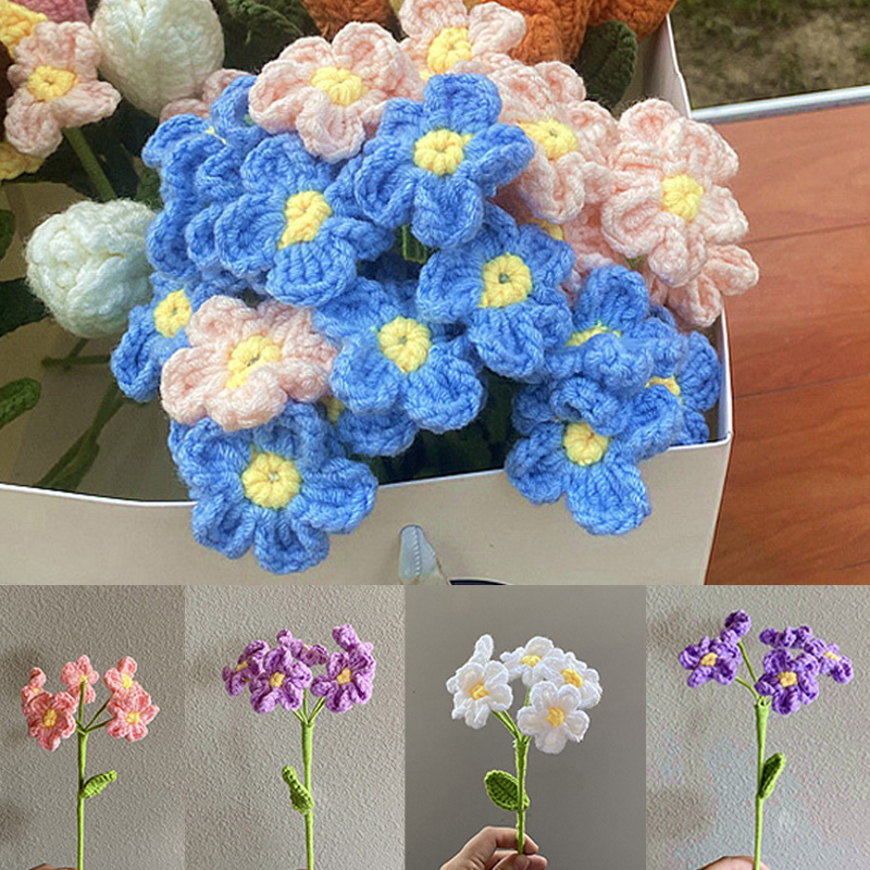 Finished Handmade Knitted Forget-me-not Artificial Crochet Wool Fake ...