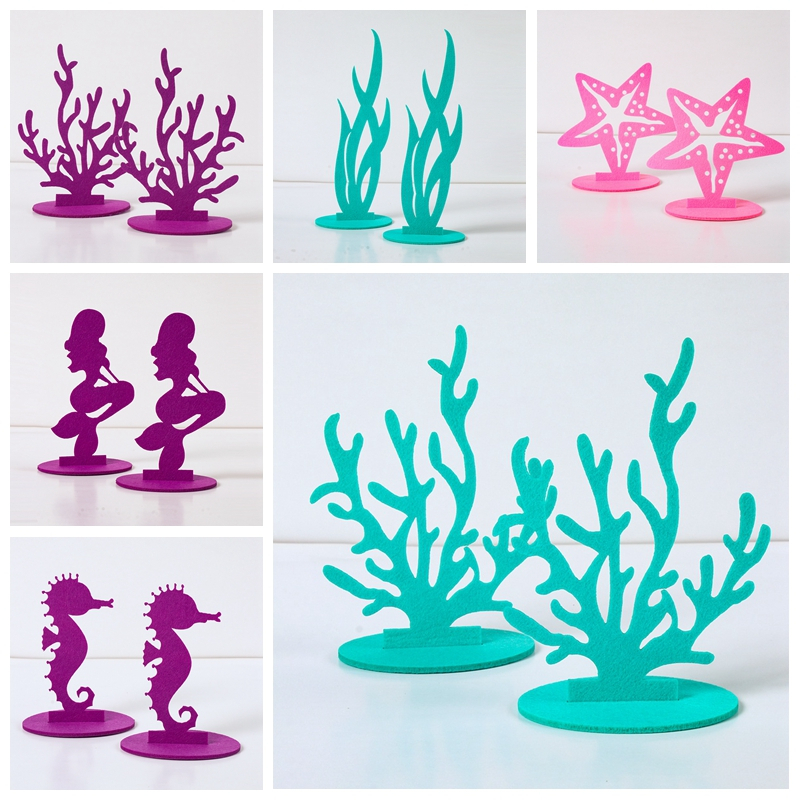 Mermaid DIY Felt Table Centerpiece Mermaid Party Decoration Felt Cloth ...