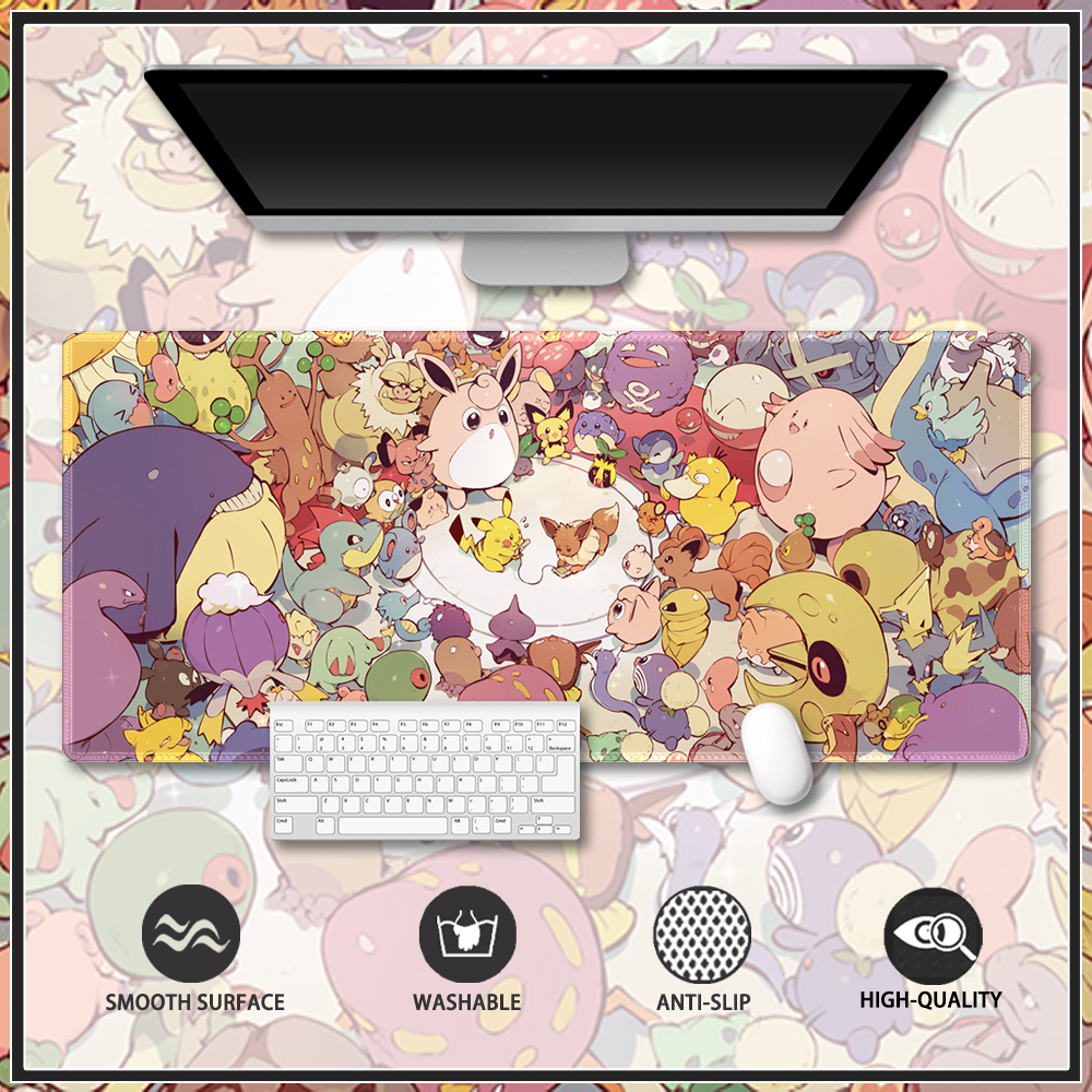 Pokemon Cute Customised Mouse Pad Gaming Table Mat Stitched Edge Rubber ...