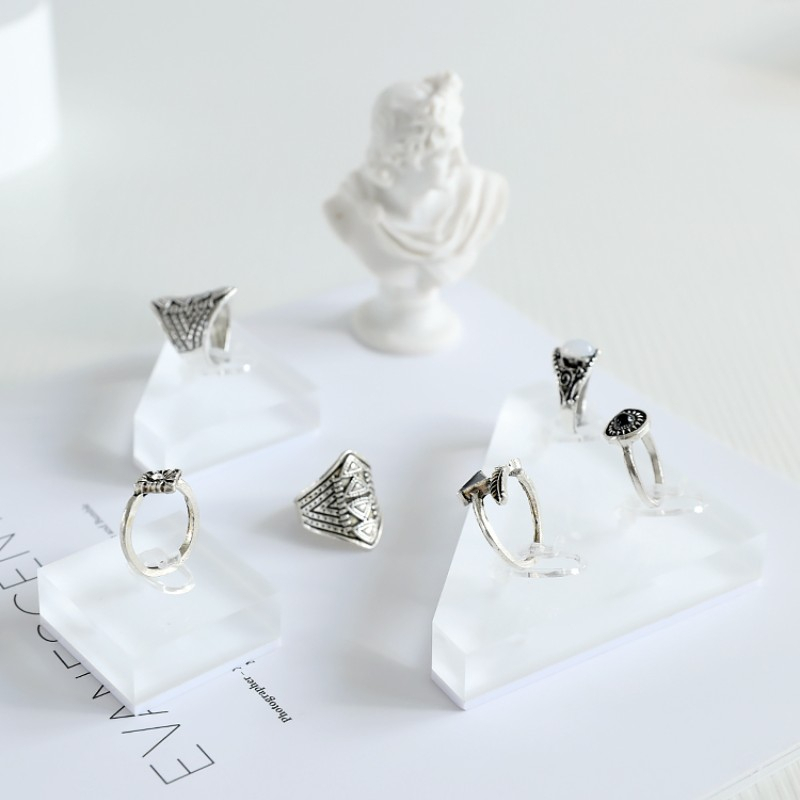Clear Acrylic Jewelry Holder Photography Props Rings Clips Display ...