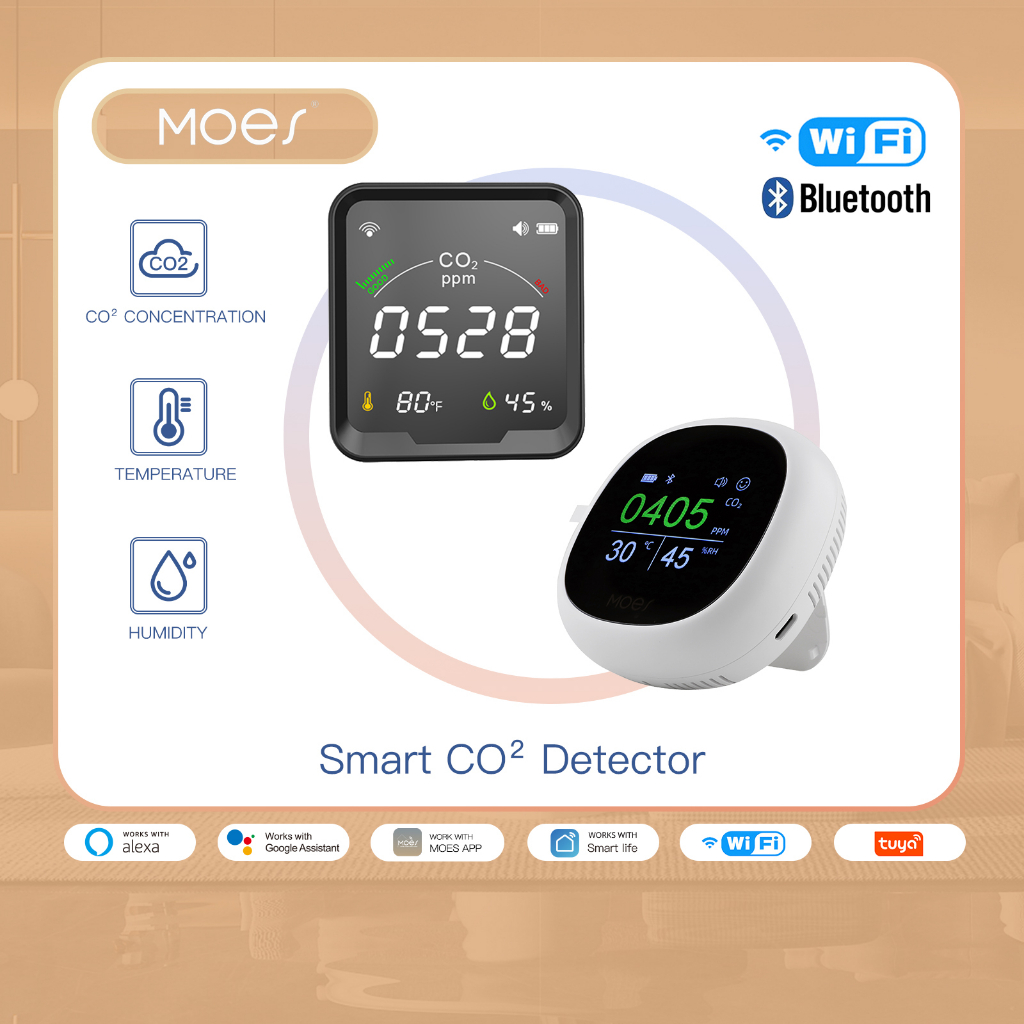 WiFi Tuya Smart CO2 Detector 3 in 1 Carbon Dioxide Detector Air Quality ...