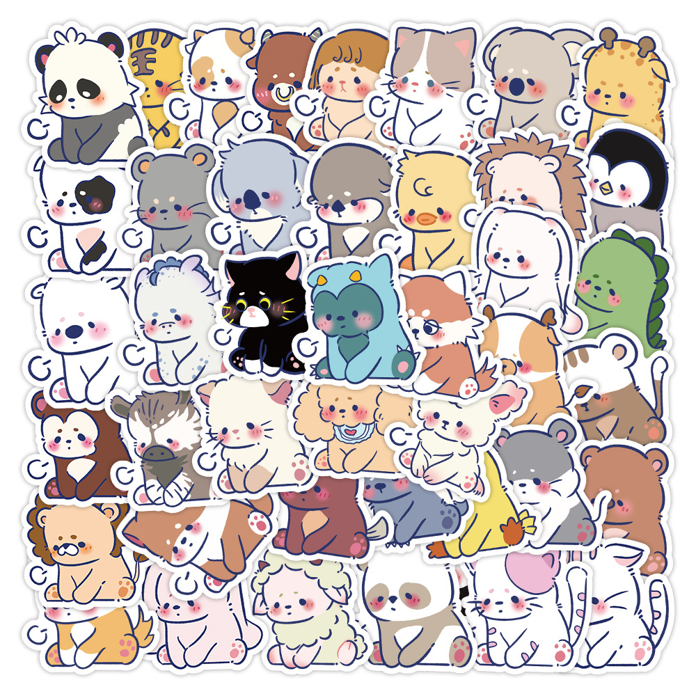60PCS Cute Kawaii Cartoon Sigh Animals Graffiti Stickers For Diary ...