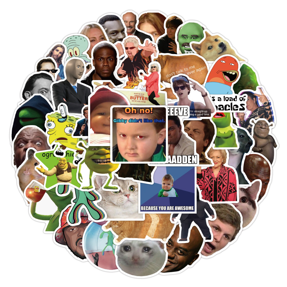 50PCS Funny MEME Graffiti Stickers For Notebook Laptop Helmet Decal ...