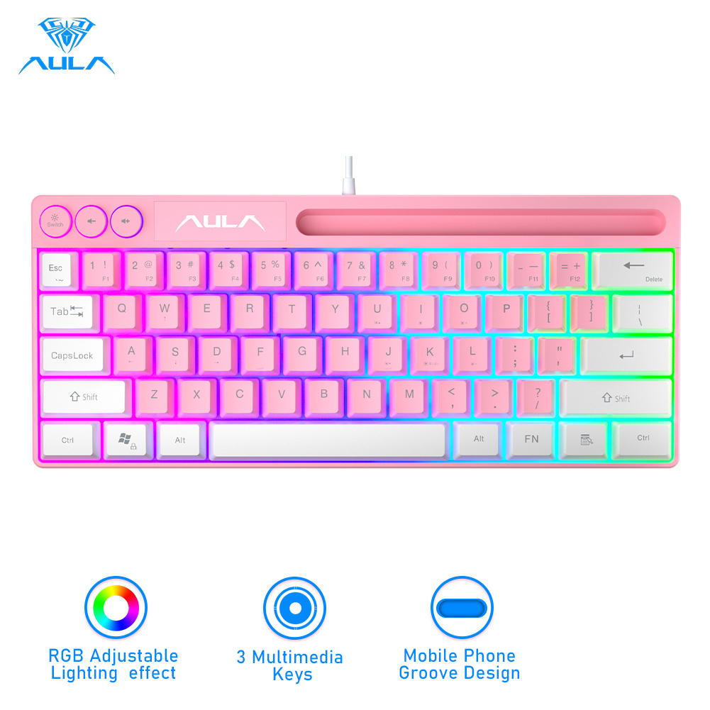 AULA F3061 61Keys Wired RGB Gaming Keyboard Membrane Keyboard USB ...