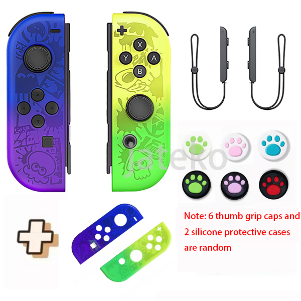[NEW] Splatoon Joycon Controller (L/R) + 2 Straps + 2 Silicone Case + 6 ...