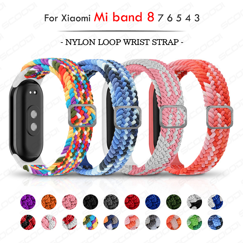 Braided Solo Loop Nylon Strap For Xiaomi Mi band 9 8 Elastic Bracelet ...