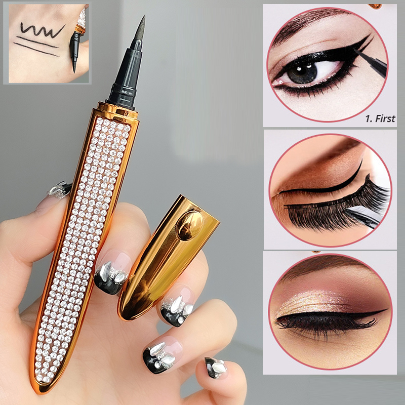 2 In 1 Magic Self-adhesive Eyeliner Diamond Bling Glitter Magic Pen ...