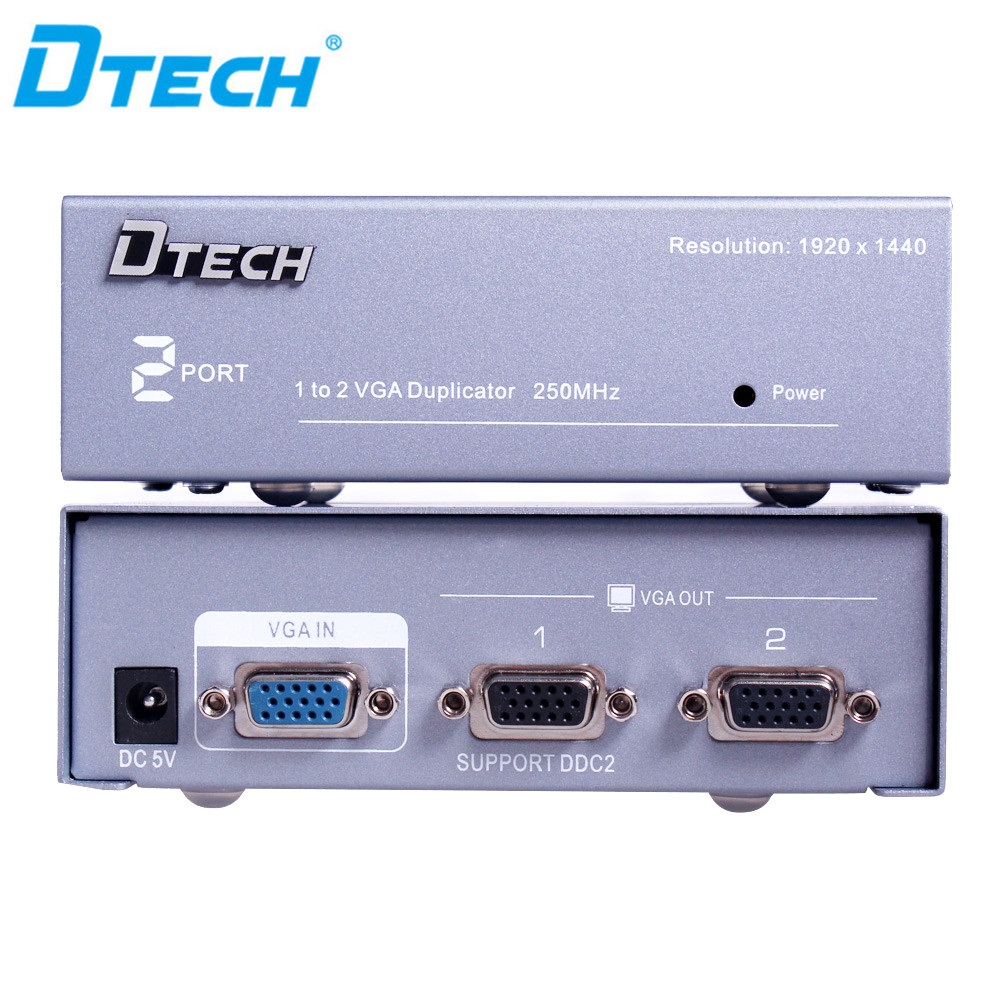 DTECH VGA Splitter Amplifier Box 2 Way Powered High Resolution 1080p ...