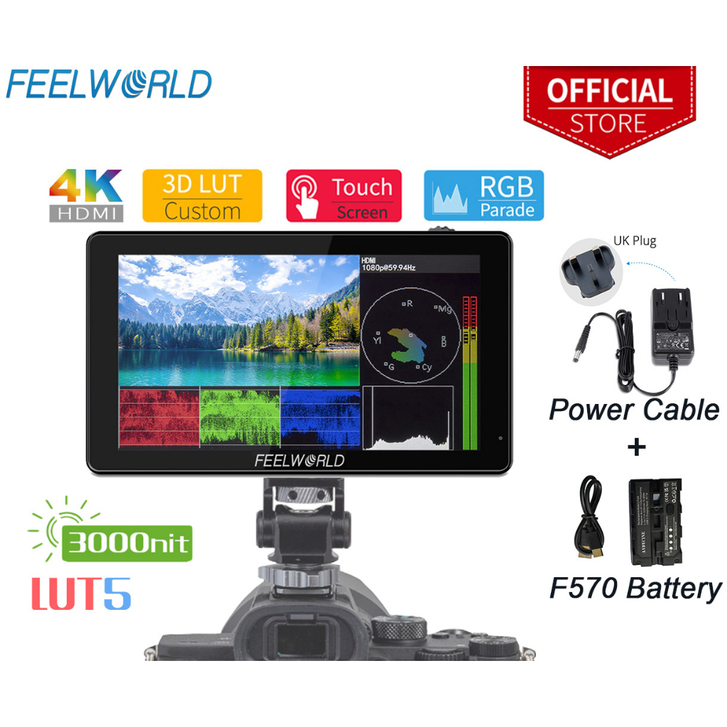 FEELWORLD LUT5 5.5 Inch Camera DSLR Field Monitor 3000nit Ultra High ...