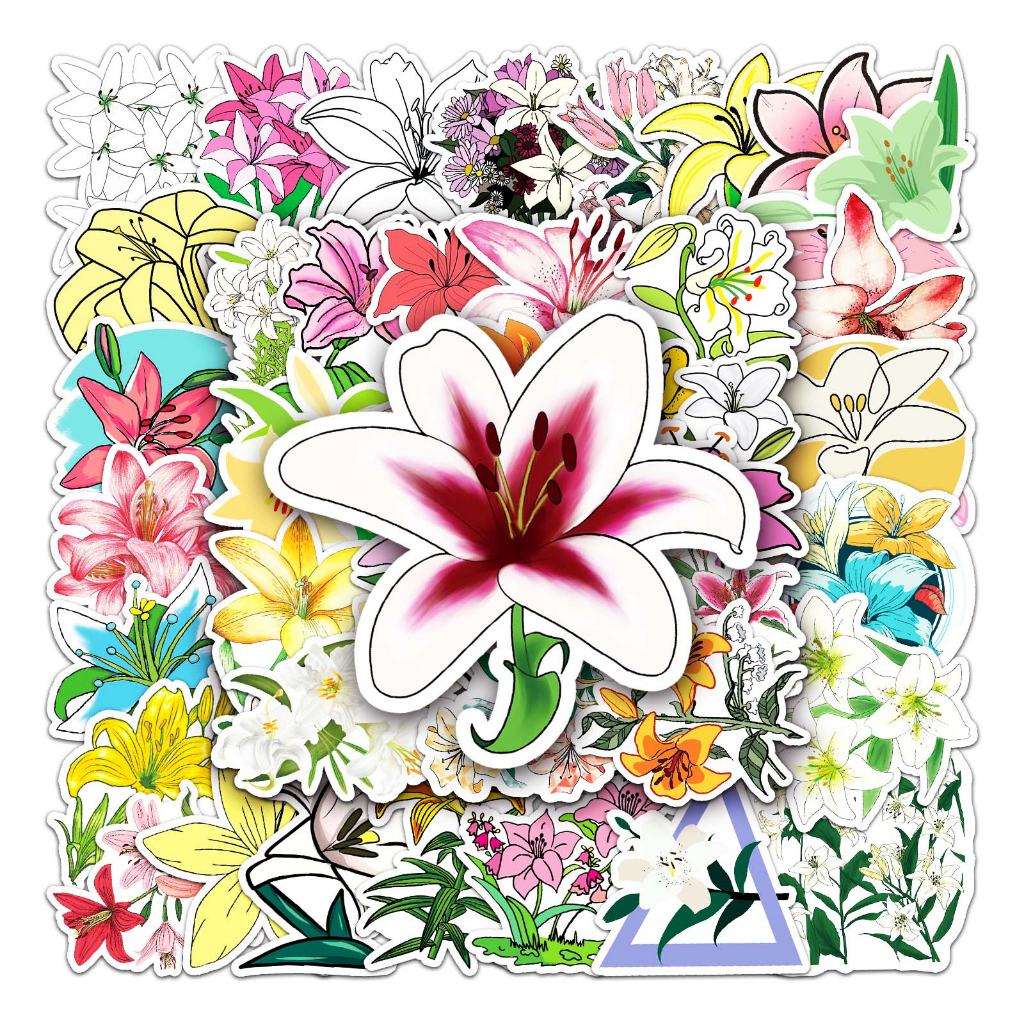 50 Piece Flower Stickers Waterproof DIY For Phones Laptop Car Sticker ...
