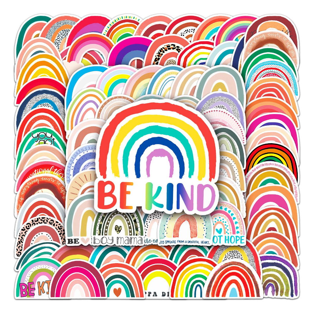 100 Piece Funny Rainbow Stickers Creative DIY Car Stickers Helmater ...