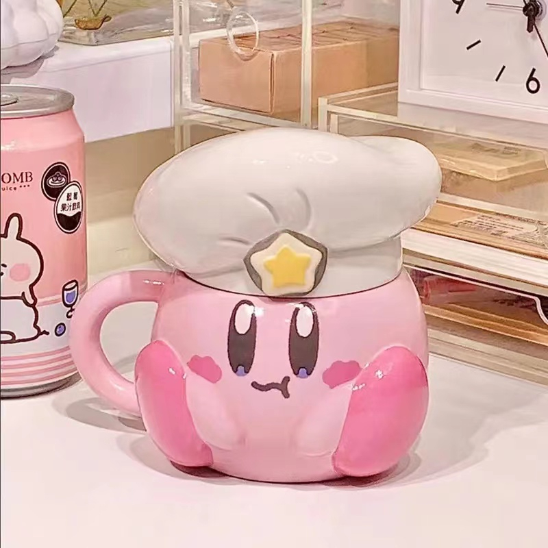 Star Kirby Ceramic Cup Chef Navy Hat Japanese Cute Cartoon Coffee Mug Girl Heart Gift | Shopee ...