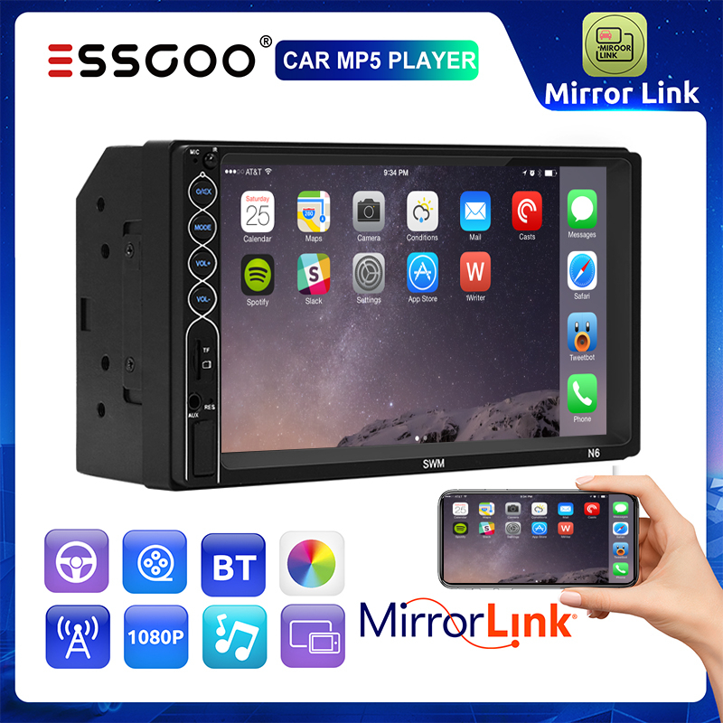 ESSGOO Double 2 Din Car Player 7” inch Touch Screen MP5 Bluetooth ...