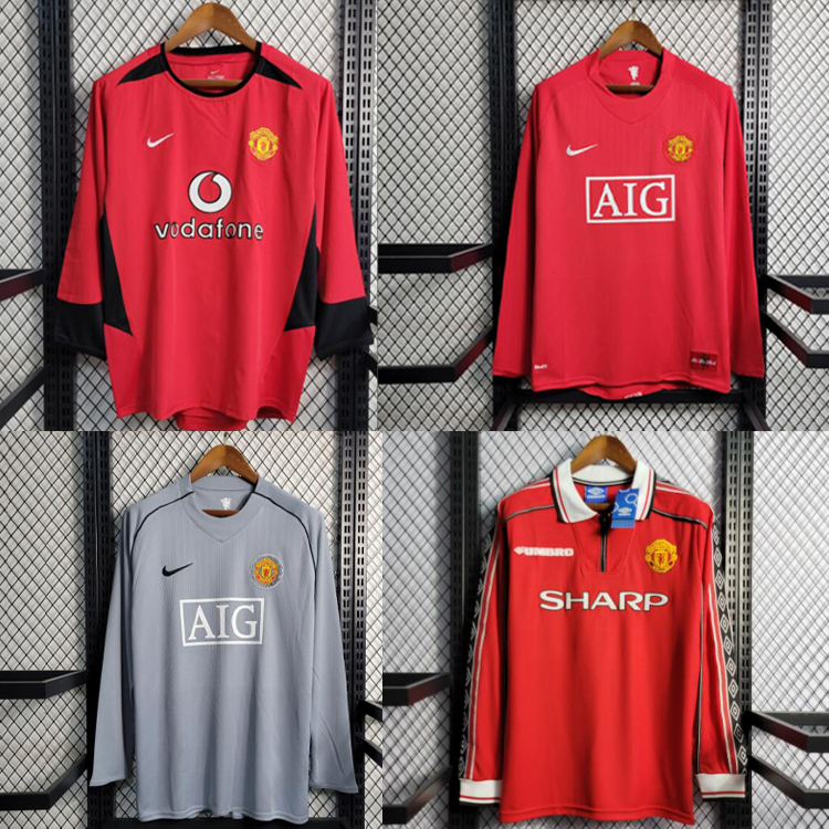 1992 2002-2004 1998-1999 2007-2008 MU Home Away Long Sleeve Retro ...
