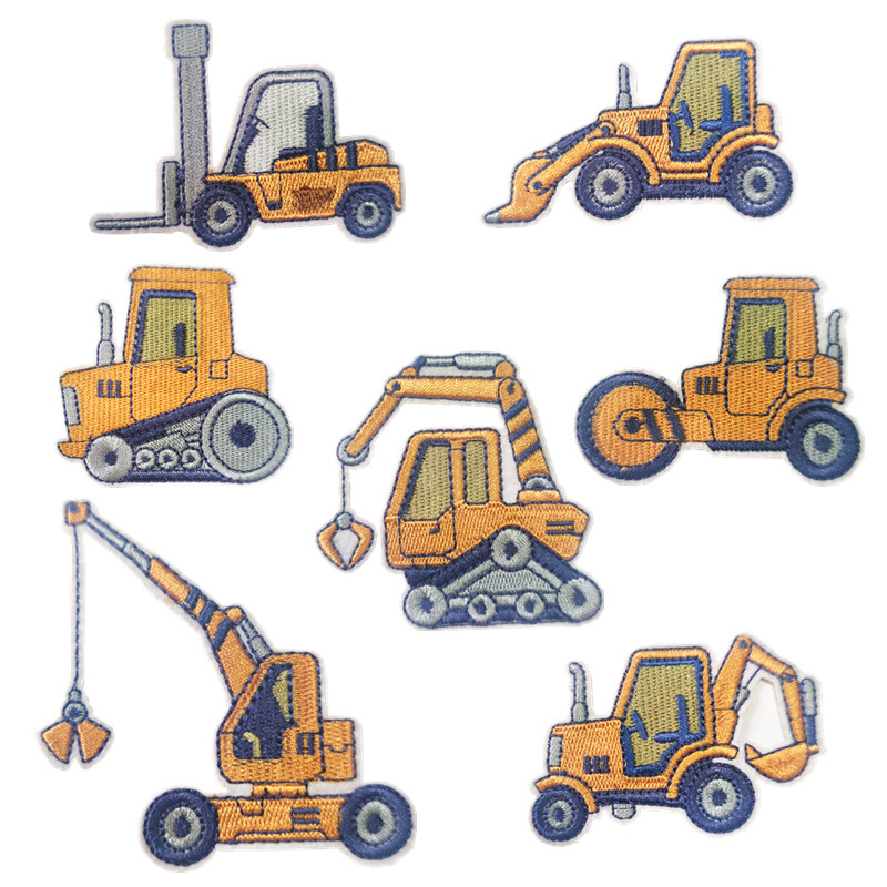 Engineering Vehicle Fabric Embroidery Patches Label Cartoon Embroidery ...