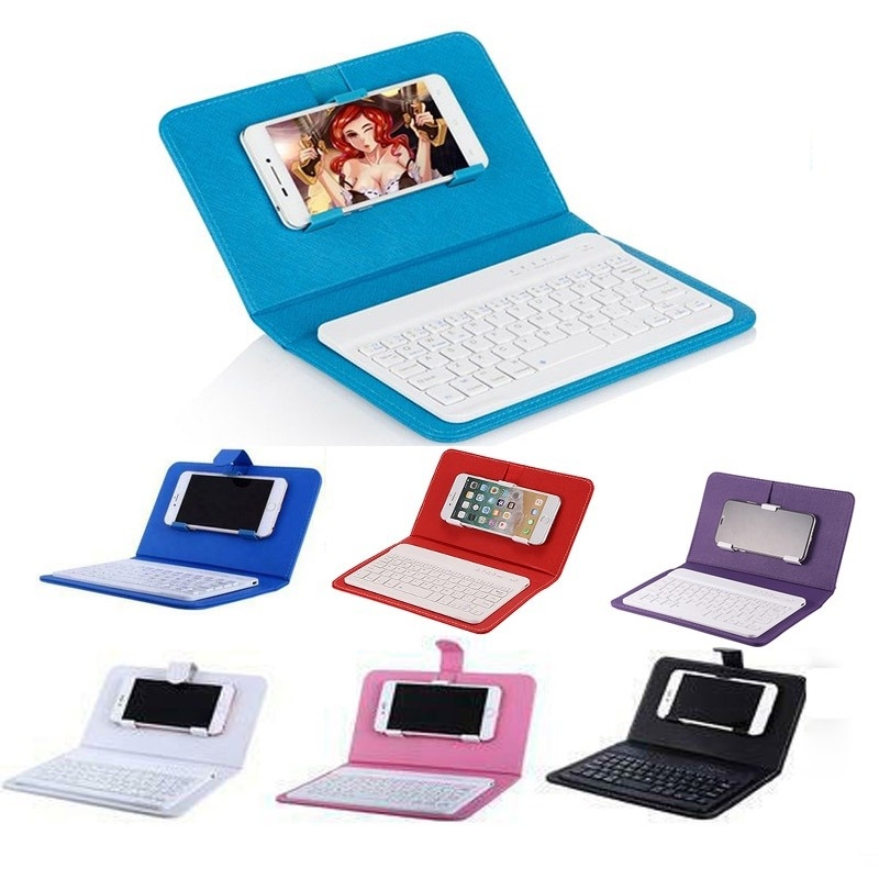 Phone Bluetooth Keyboard Case Support Mini Laptop Wireless Bluetooth Keyboard Leather Case For