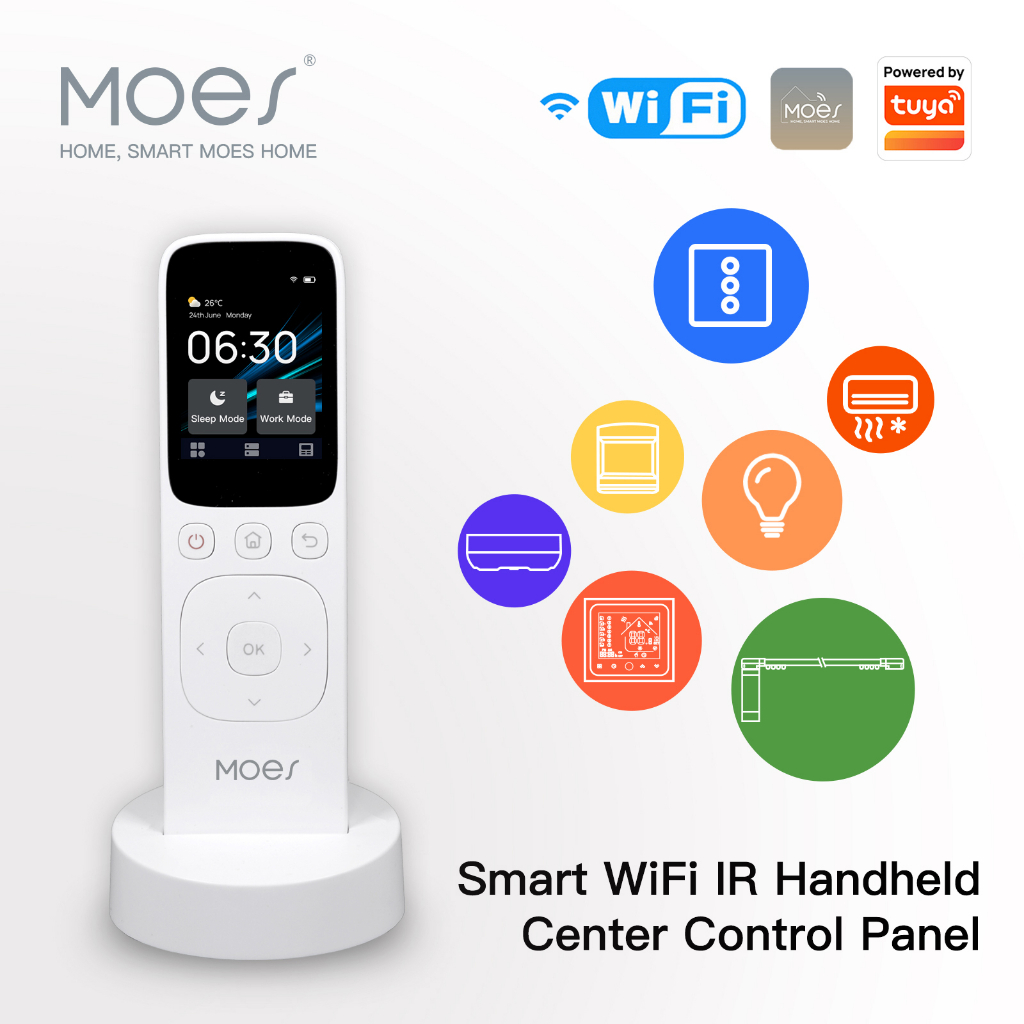 MOES Wifi Tuya Smart Central Control Panel Wireless Touch Screen Handheld IR Remote Controller ...