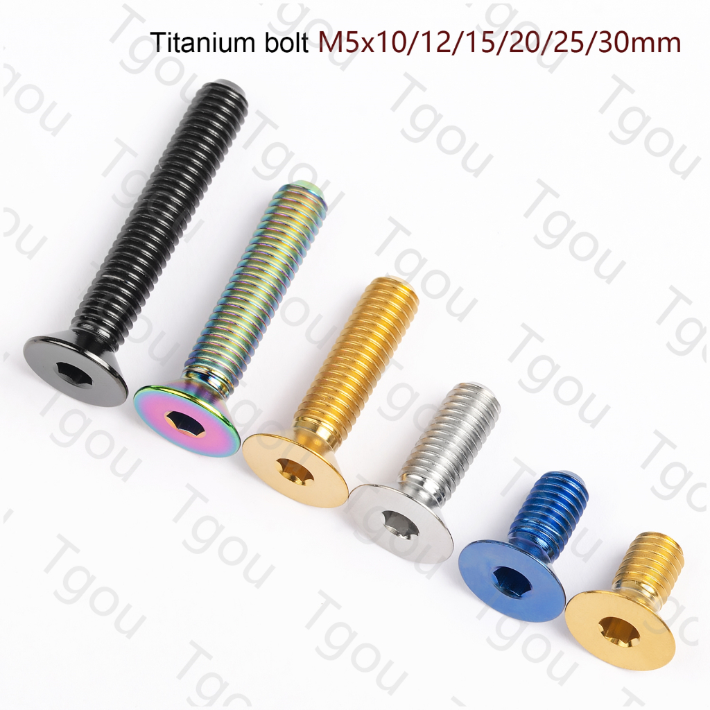 Tgou Titanium Bolt M5 x 10 12 15 20 25 30mm Allen Key Flat Countersunk ...