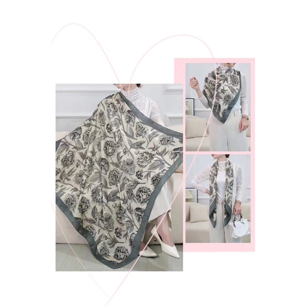 LISA Fashion Scarf 110X110 cm Square Scarf Printed Scarf women Lady ...