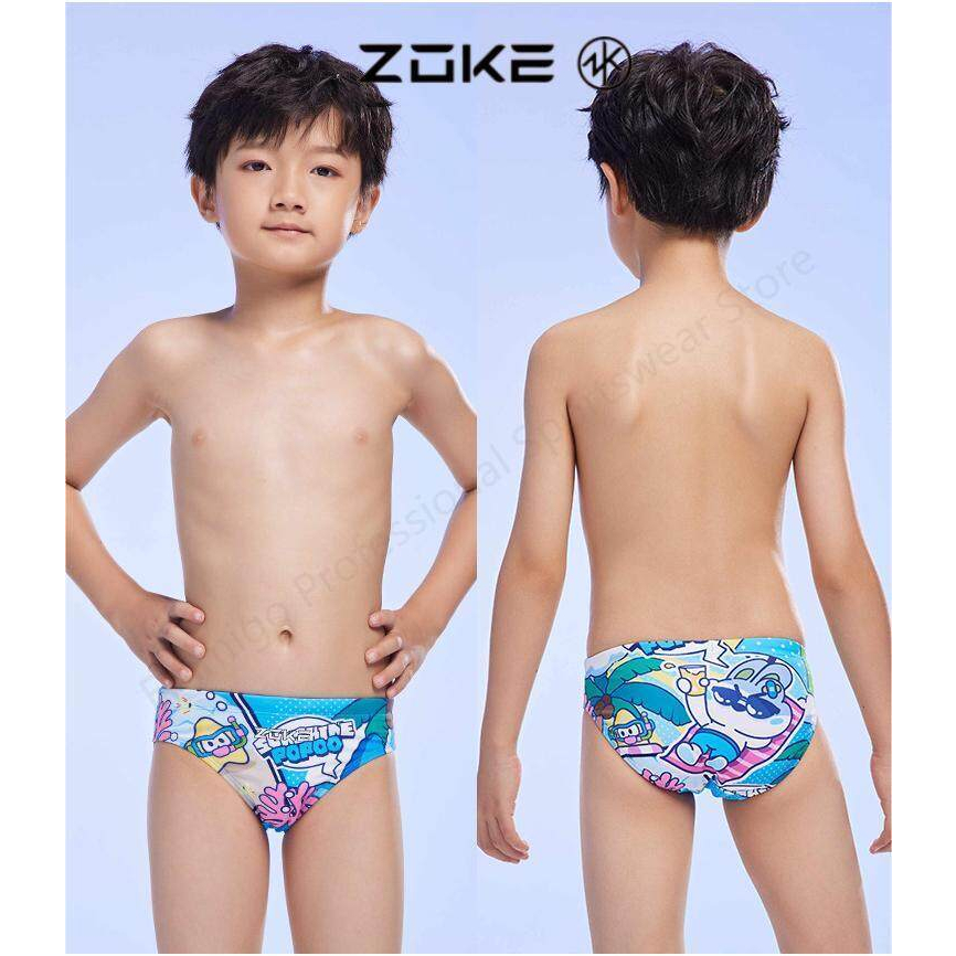 2023 Boys Swimming Briefs Zoke Kids Training Swimsuit Athletic Professional Swim Shorts Summer ...
