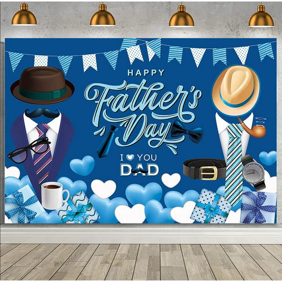 Happy Fathers Day Backdrop Blue Necktie I Love You Dad Fathers Day