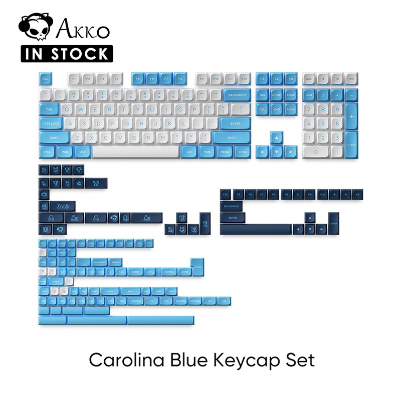 Akko Carolina Blue 227-key Keycap Set, Double-shot PBT MDA Key Cap, for ...