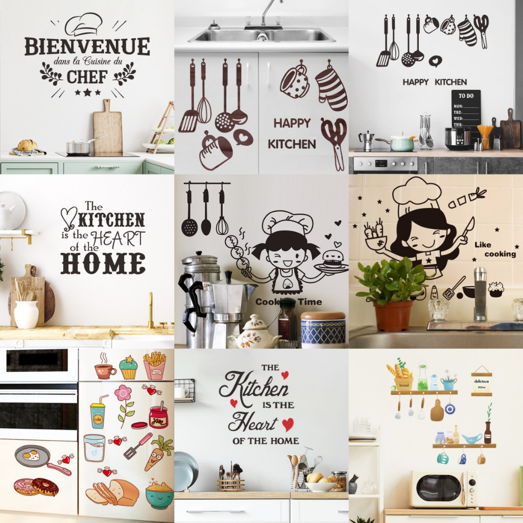 Diy Kitchen Funny Cooking Utensils Wall Stickers Art Dining Room ...