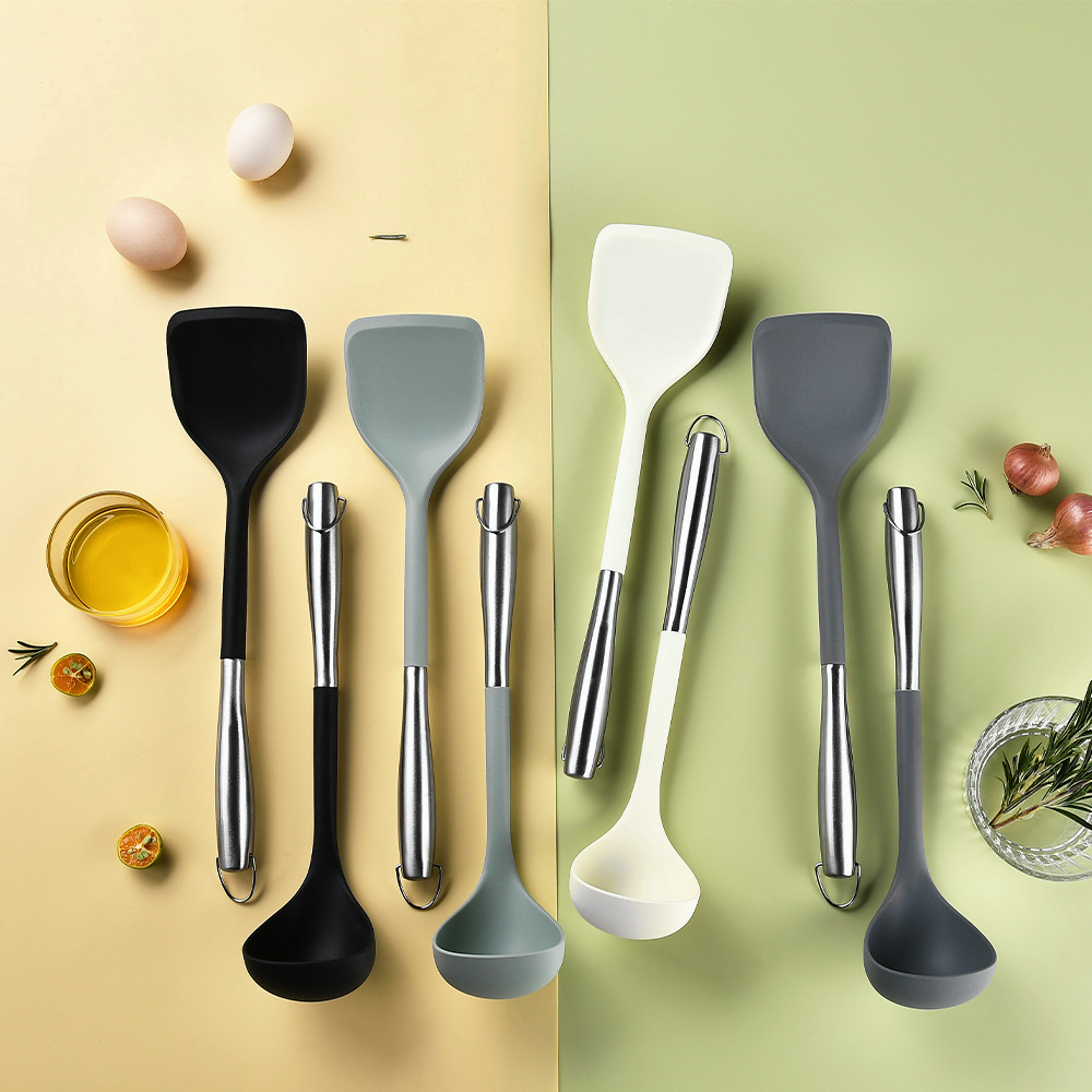 APPKER High Quality Silicone Utensils Set Non-stick Shovel Soup Spoon ...